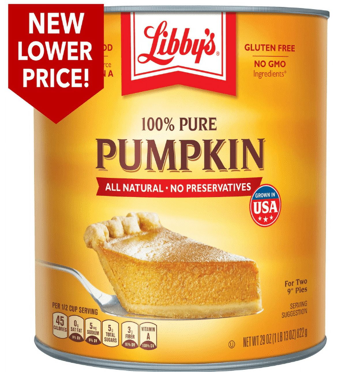 Libby's 100% Pure Canned Pumpkin All Natural No Preservatives, 29 oz (Pack of 4) - Walmart.com
