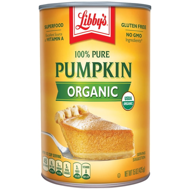 Libbys Organic Canned Pumpkin, All Natural, No Preservatives, 15oz ...