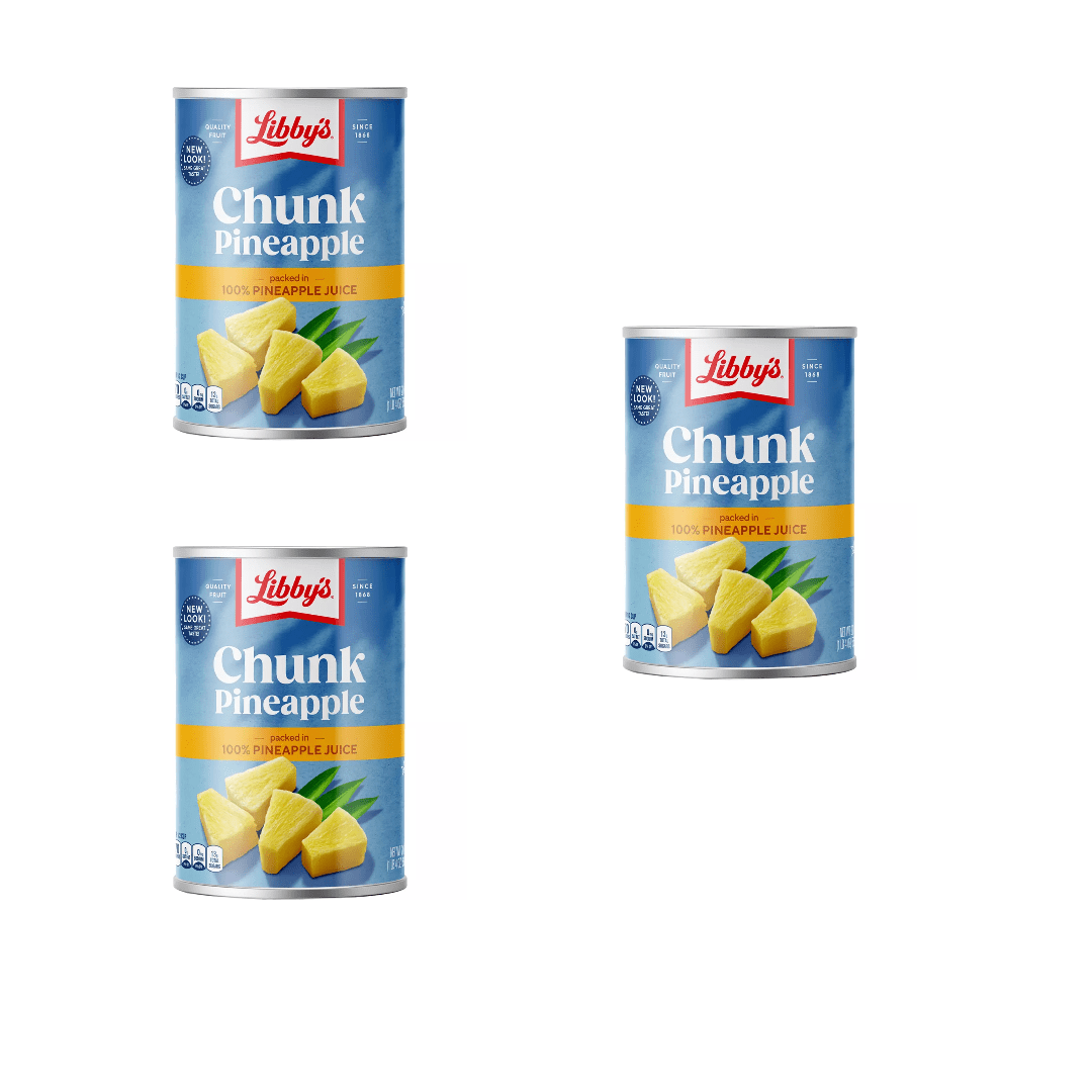 Libby's Chunk Pineapple in Juice, 20 oz Pack of 3, Pineapple Chunks ...