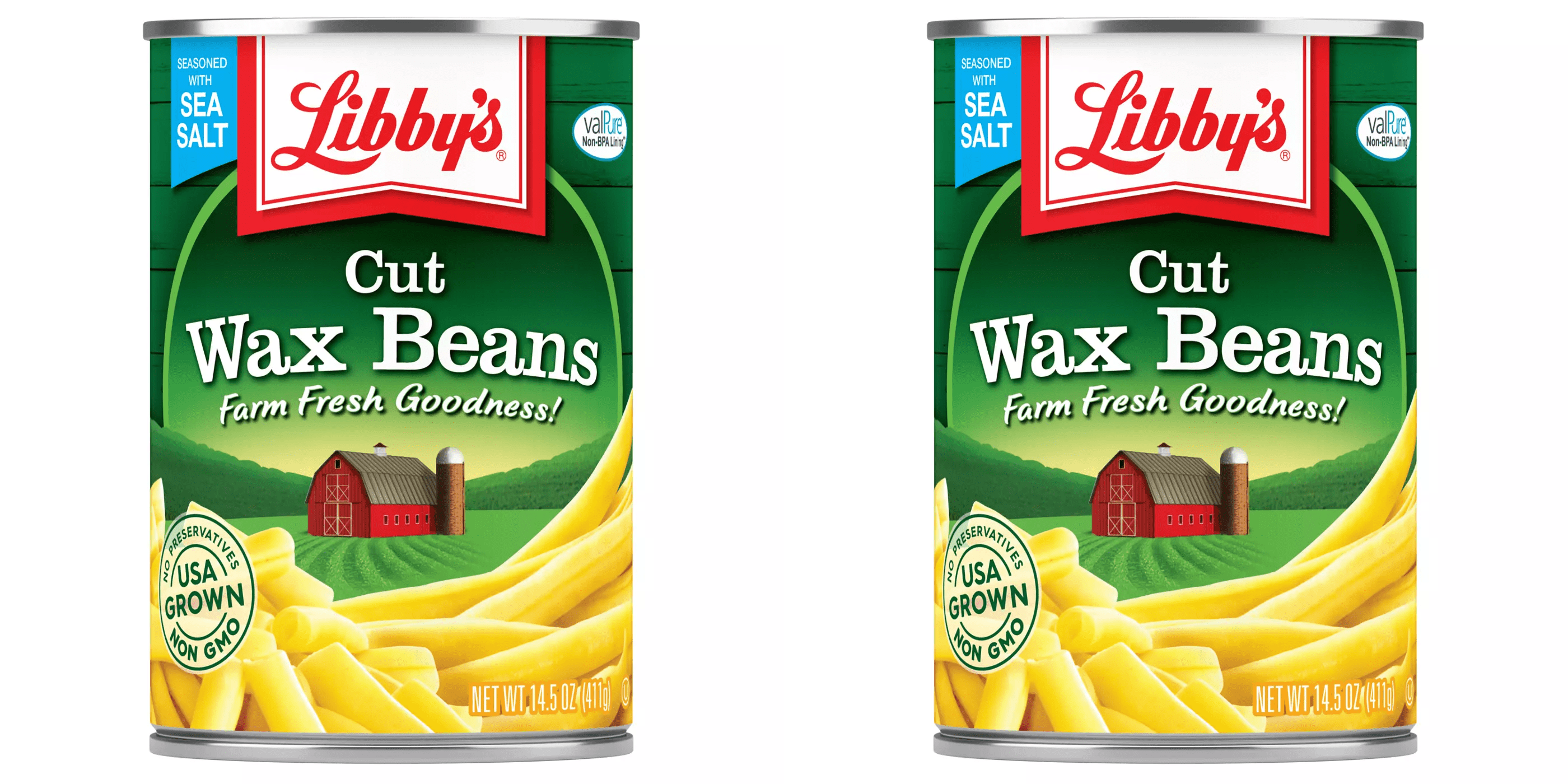 Libby's Cut Wax Beans, 14.5 oz Pack of 2, Tender Wax Beans, Canned Vegetables, Ideal for Meals ...