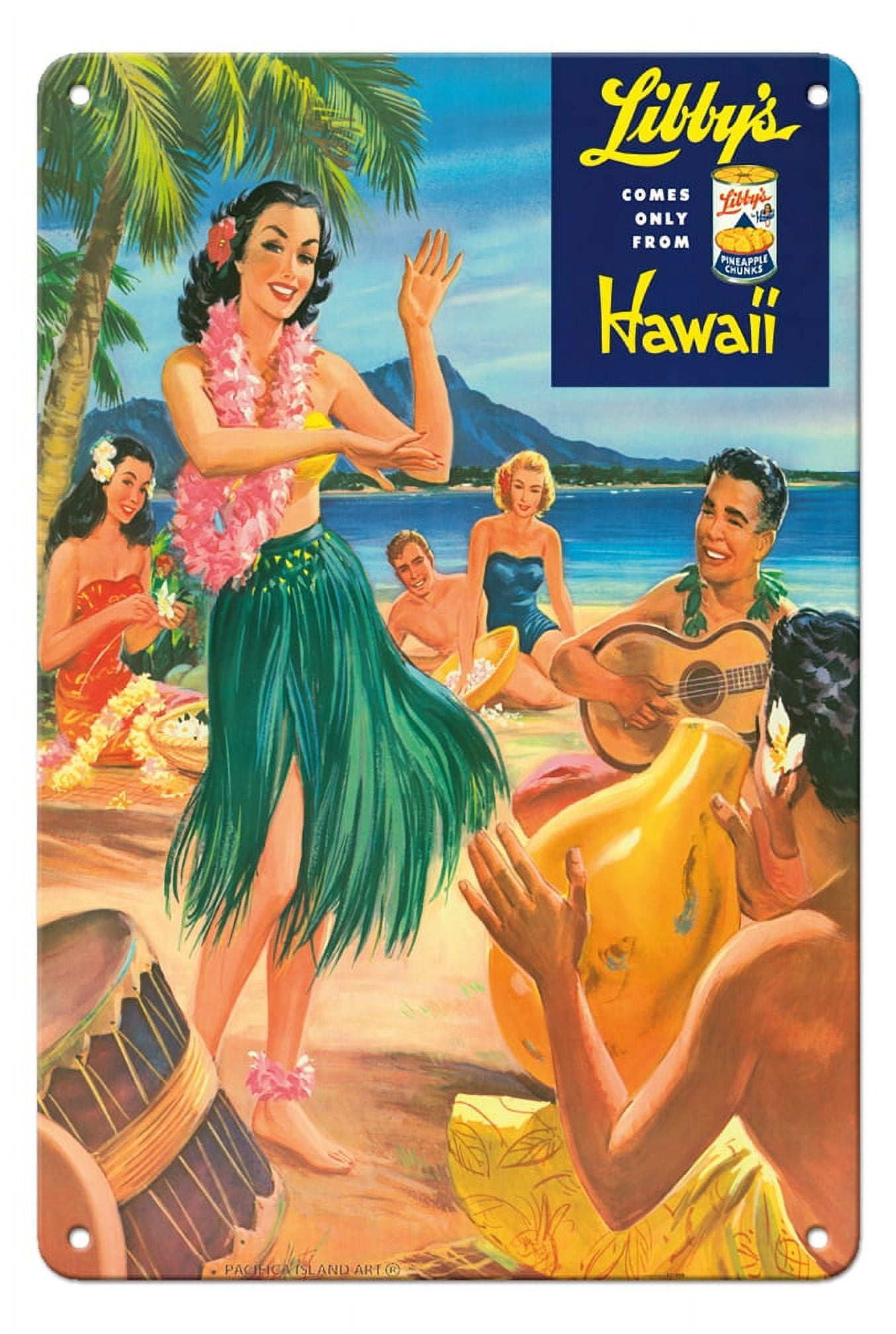 Libby’s Hawaii - Hawaiian Hula Dancer at Luau Beach Party - Vintage Canned Pineapple Juice ...