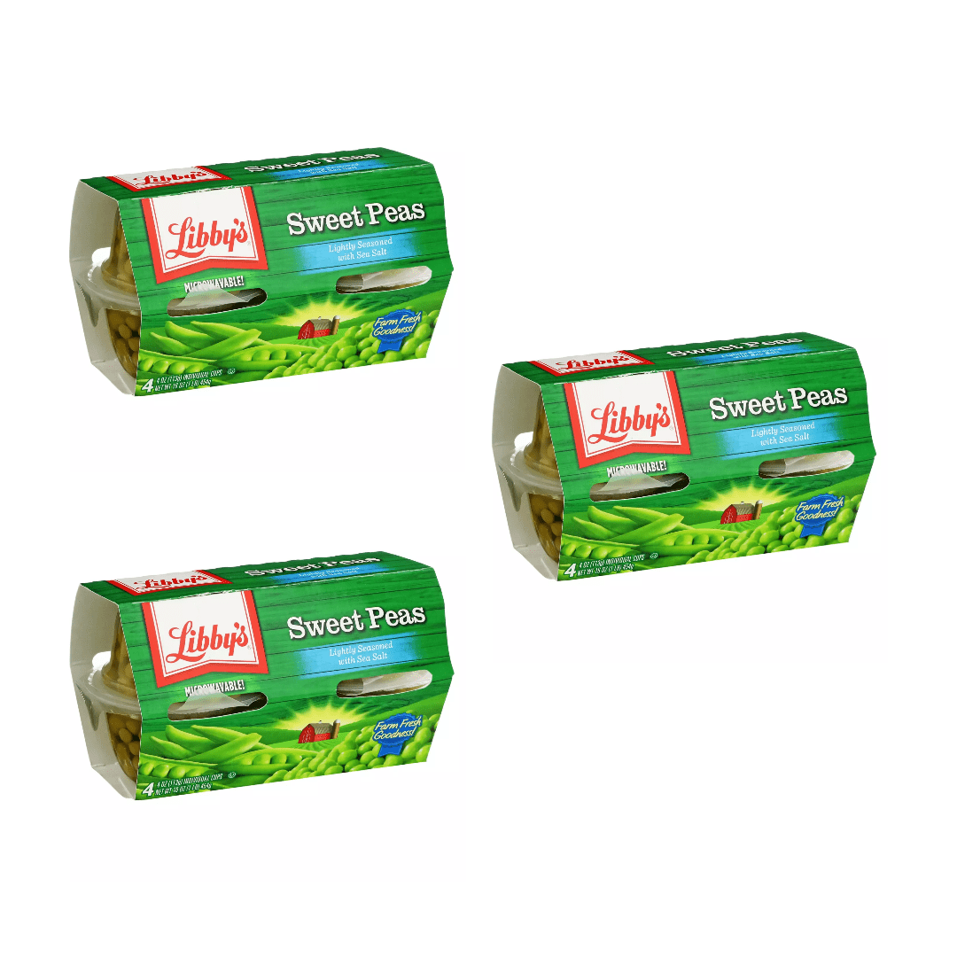 Libby's Sweet Peas Cup, 4 oz Pack of 3, Sweet Peas, Single-Serve Cup, Healthy Snack, Canned ...