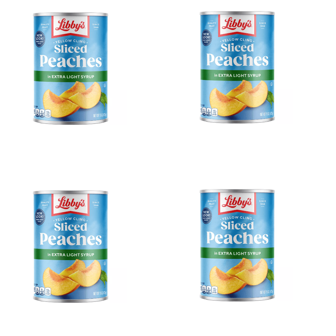 Libby's Yellow Cling Sliced Peaches in Extra Light Syrup, 15 oz Pack of 4, Sweet Peaches, Extra ...