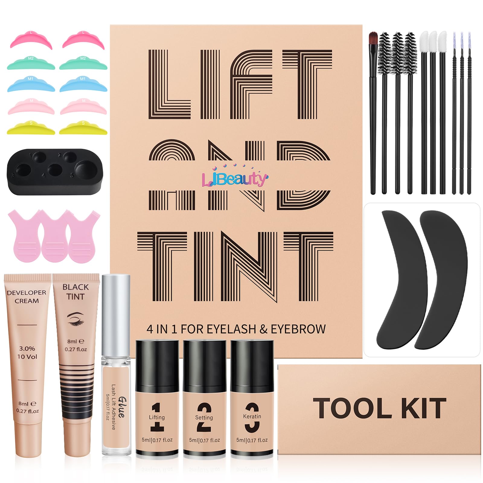 Libeauty Lash Lift Kit TSF6 and Black Color, Brow Lamination Kit Quick Curling Perming ...