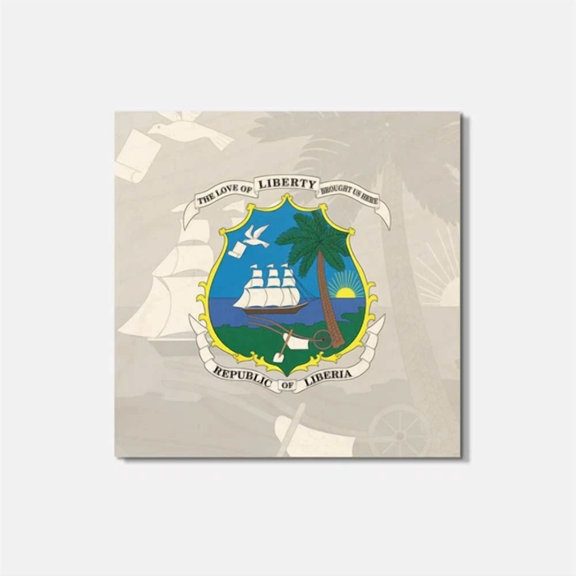 Liberia Coat Of Arms 4'' X 4'' Square Wooden Coaster - Walmart.com