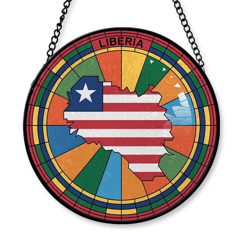 Liberia Travel Decor Suncatcher Stained Glass Window Hanging, Gift for ...