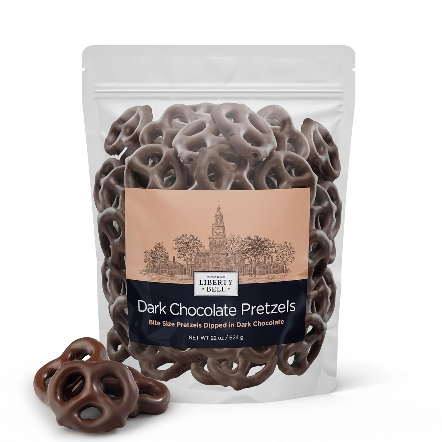 Liberty Bell Dark Chocolate Covered Mini Pretzels, Gourmet Sweet Salty ...