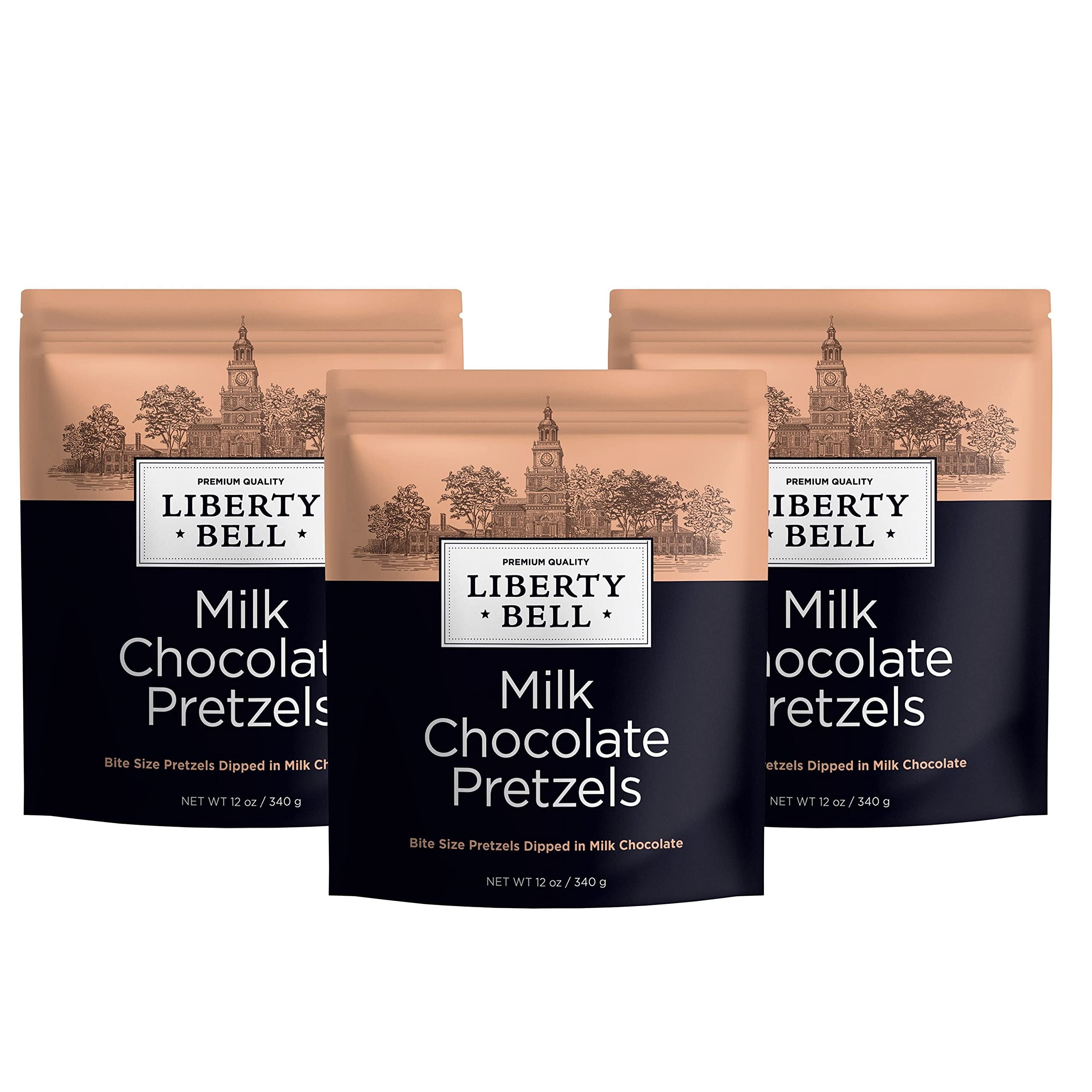 Liberty Bell Milk Chocolate Covered Pretzels, Mini Pretzels Snack, 12 ...