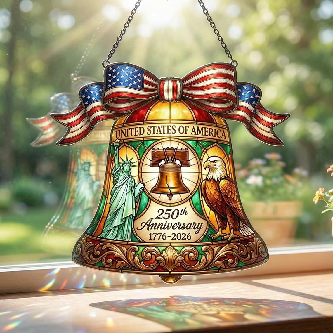 Liberty Bell Patriotic 2D Flat Acrylic Suncatcher - America 250th ...
