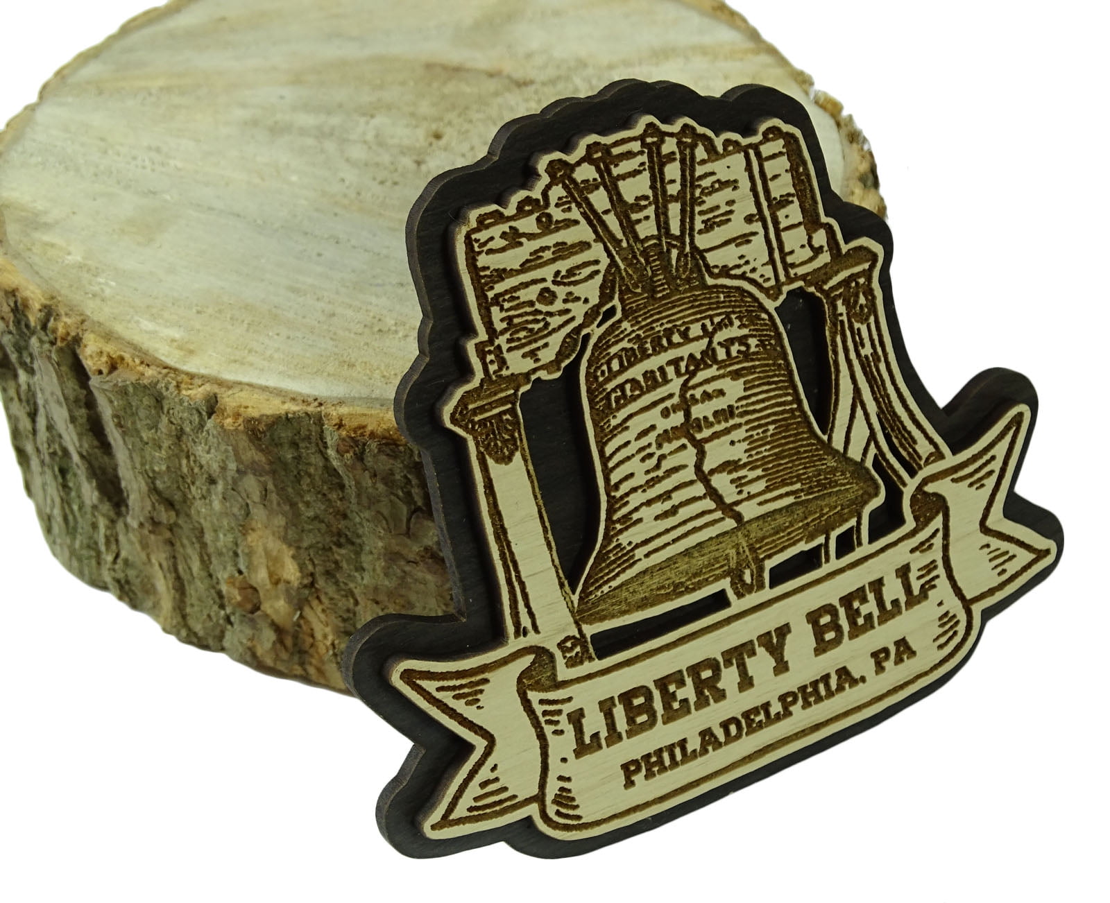 Liberty Bell Philadelphia Wood Engraved Fridge Magnet Souvenir Gift ...