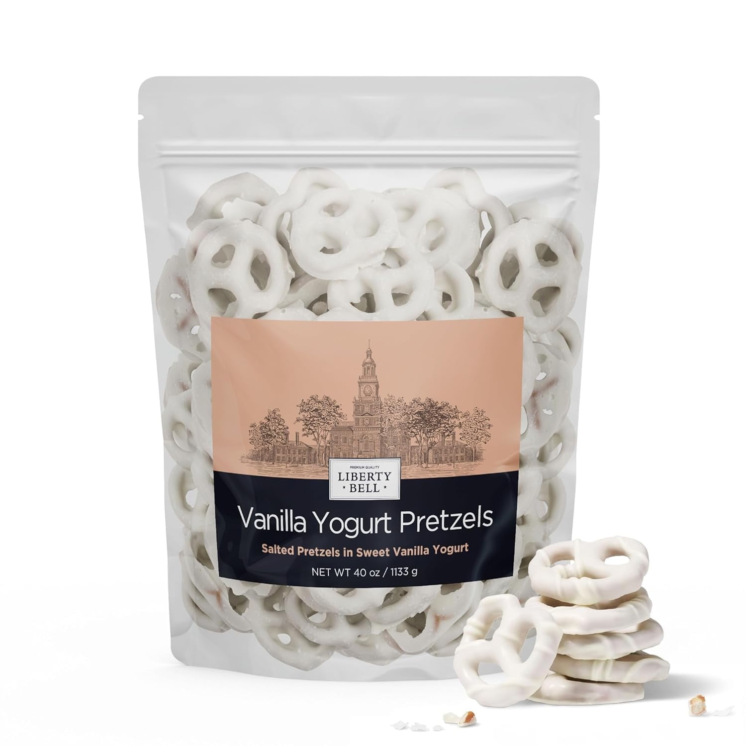Liberty Bell Vanilla Yogurt Covered Mini Pretzels, 40oz Tube, Ideal for ...