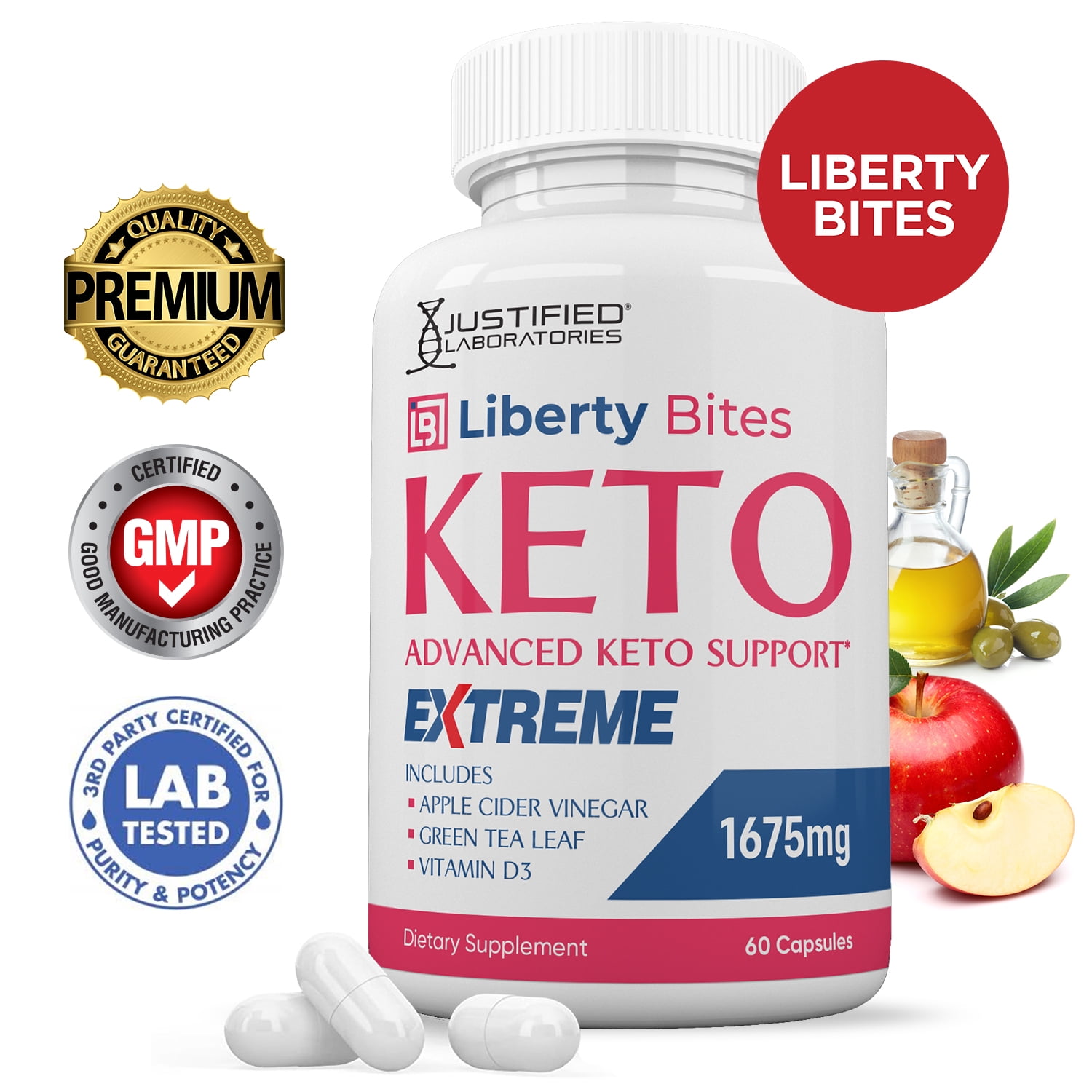 Liberty Bites Keto ACV Extreme Pills 1675mg Alternative to Gummies ...
