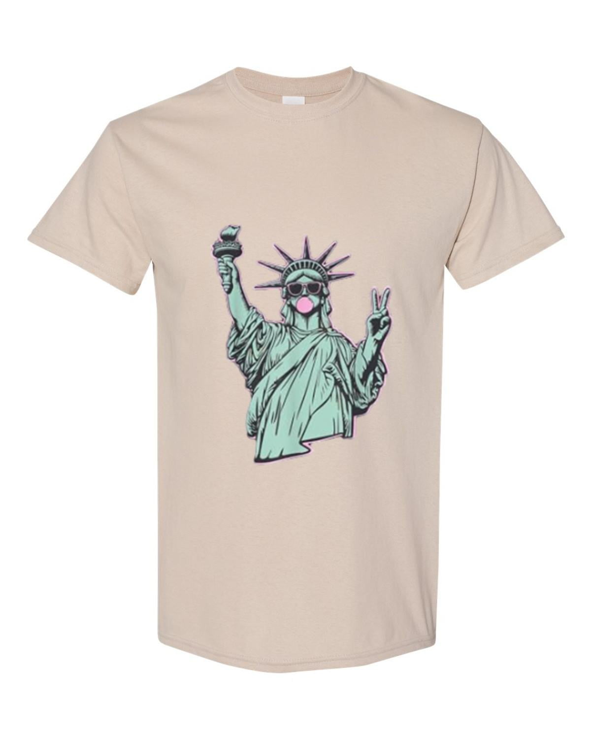 Liberty Bubble Gum Fun Statue USA Humor Modern Pop Art Style T-Shirt ...