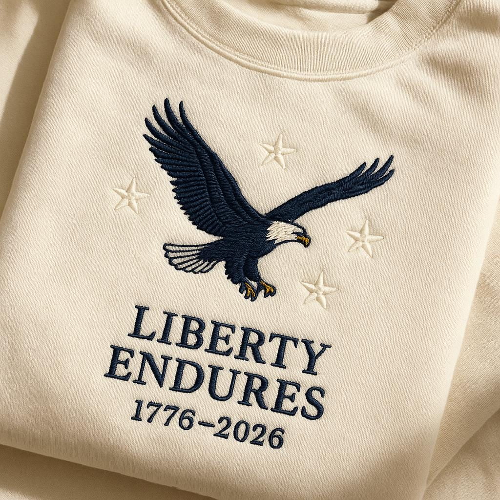Liberty Endures 1776-2026 Embroidered Sweatshirt, US 250th Anniversary ...
