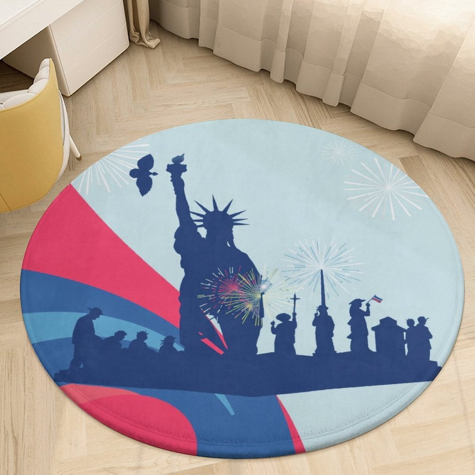 Liberty Fireworks Celebration Area Rug Round Carpet Rug for Living Room ...