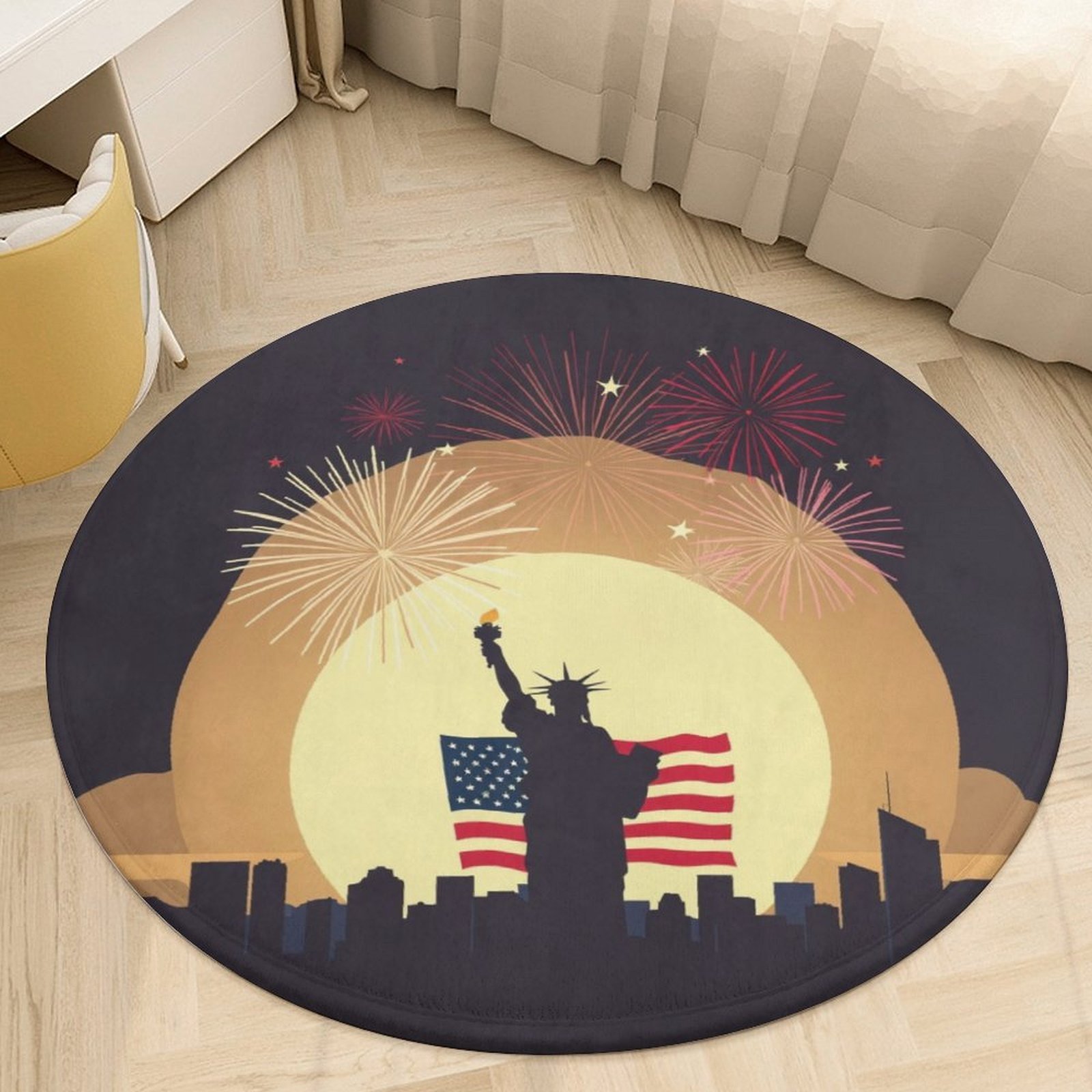 Liberty Fireworks Celebration Round Carpets Modern Living Room Ration ...