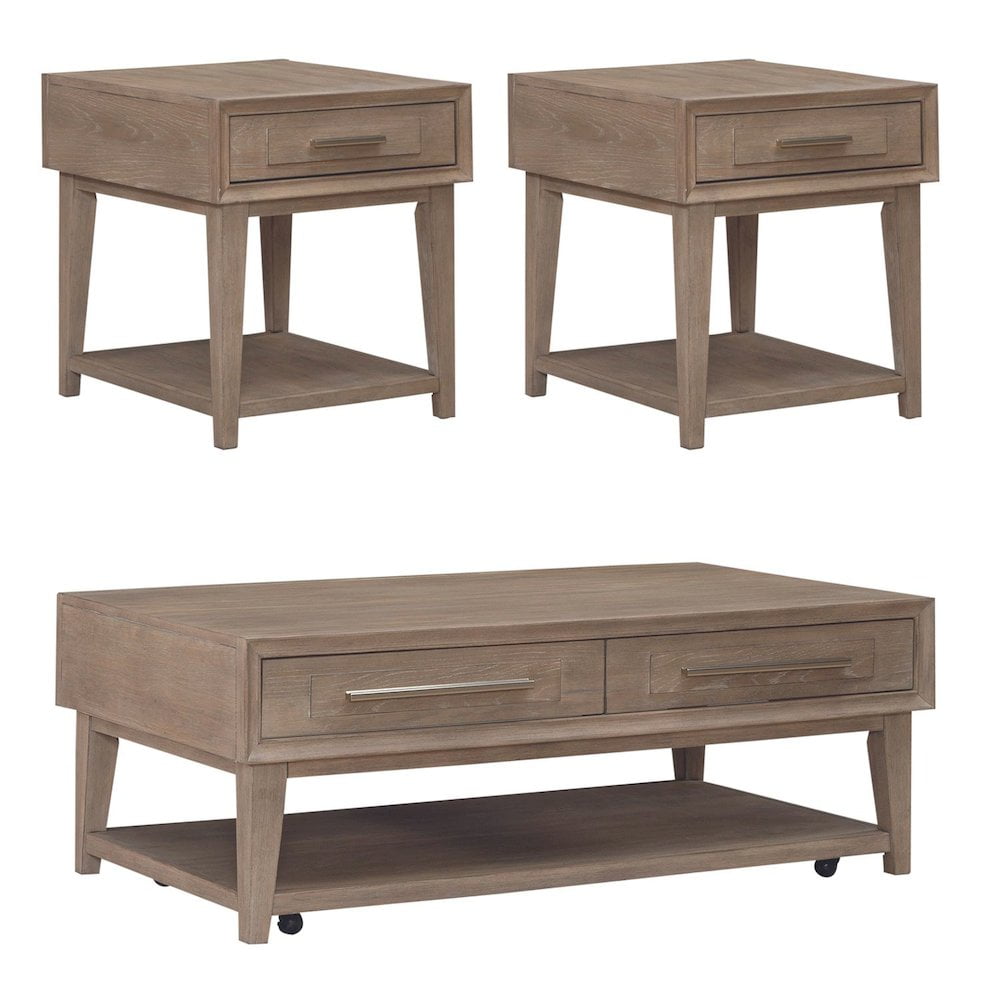 Liberty Furniture 3 Piece Living Room Set, Cocktail Table, 2 Drawer End ...