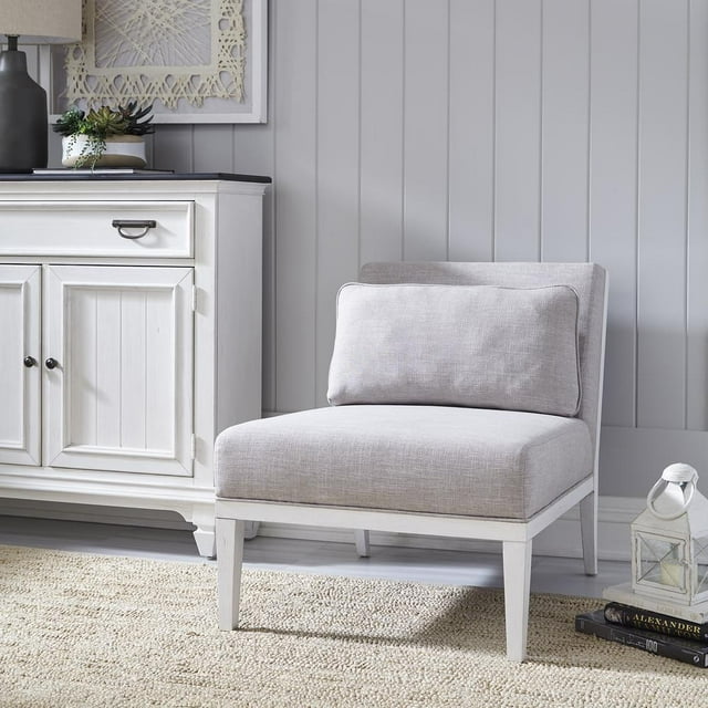 Liberty Furniture Allyson Park Wood & Linen Accent Chair in White/Gray - Walmart.com