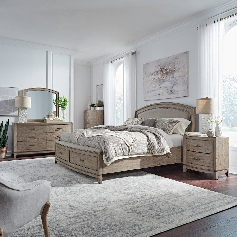 Liberty Furniture Avalon Queen Upholstered Storage Bed, Dresser ...