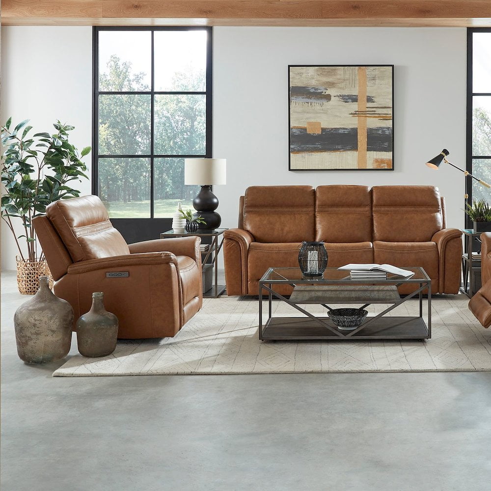 Liberty Furniture Cooper Cooper Sofa & Recliner - Camel Leather ...