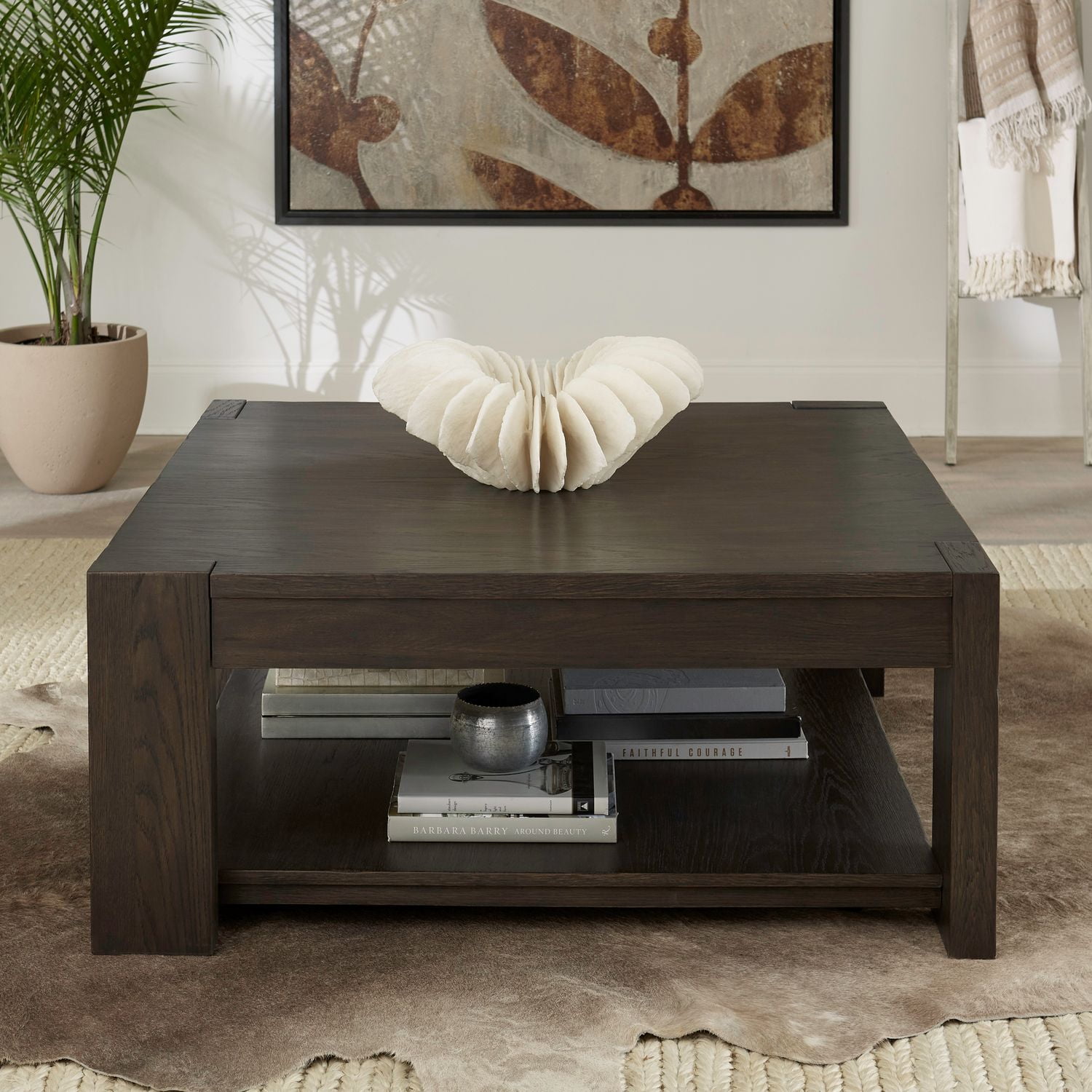 Liberty Furniture Lennox Hill Oversized Square Cocktail Table - Brown ...