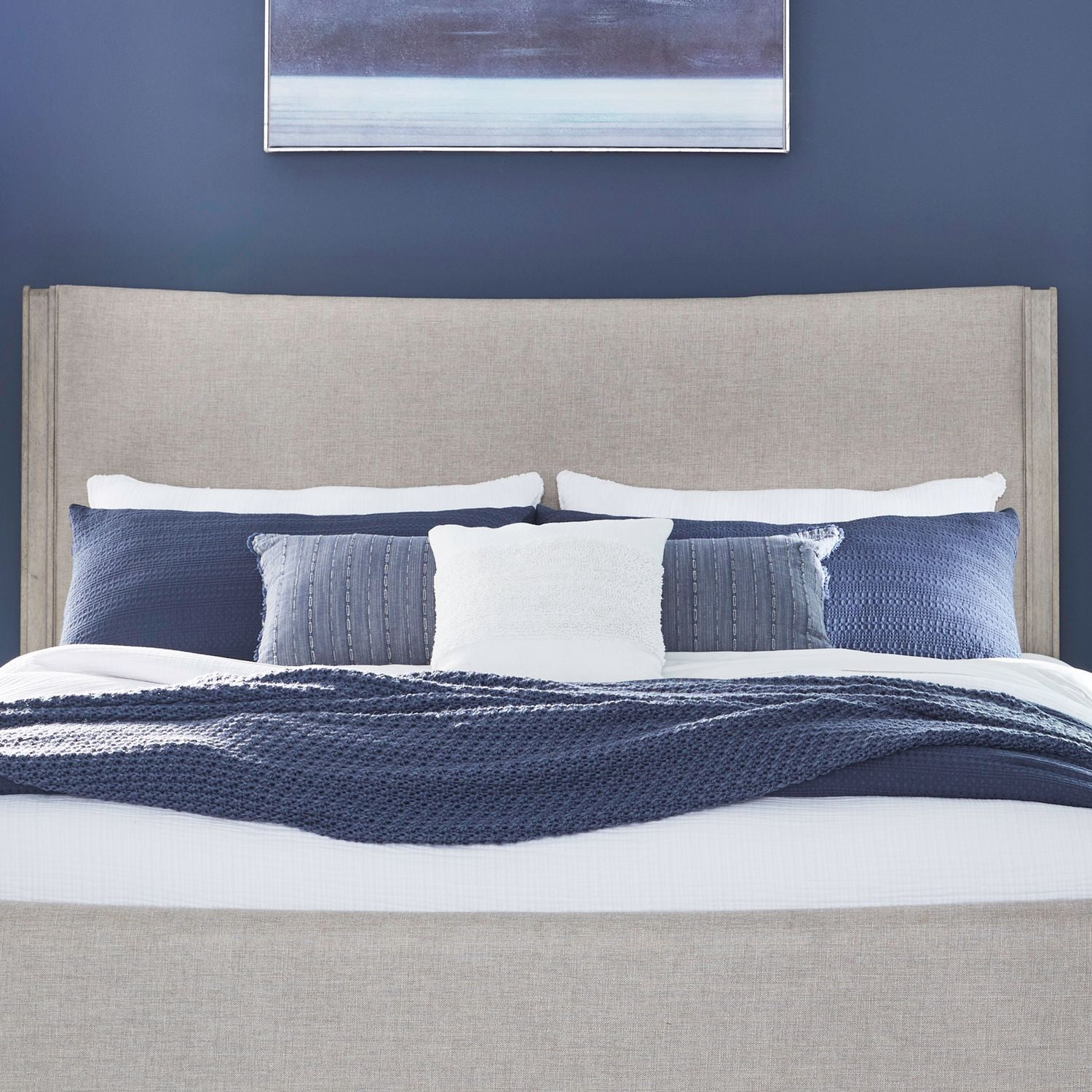Liberty Furniture New Haven King Upholstered Panel Bed Headboard White ...