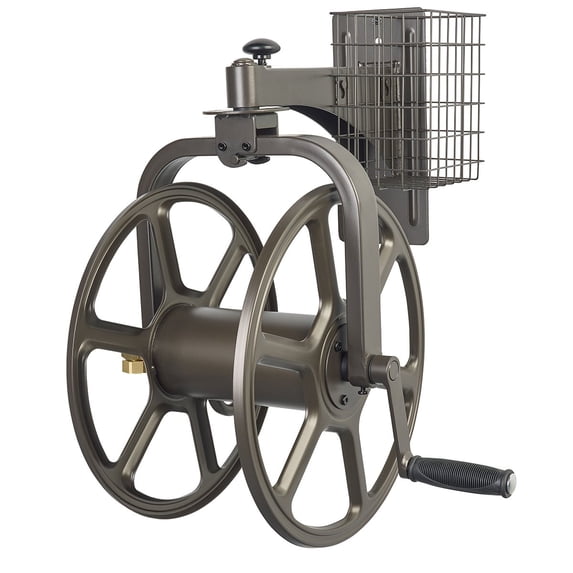 Liberty Garden Wall Mounted Outdoor Water Hose Reel, Single Arm ...