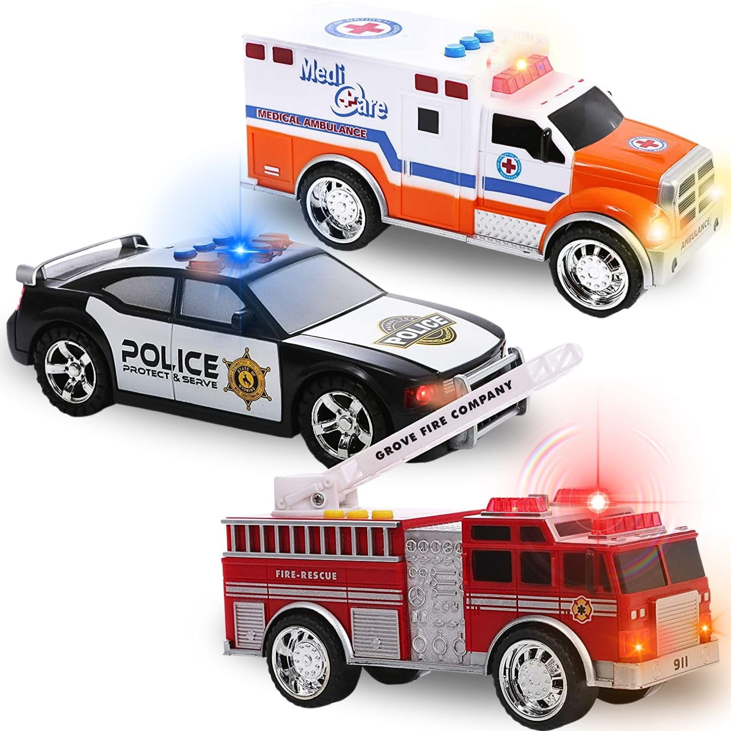 Liberty Imports 3-in-1 True Hero Emergency Rescue Vehicles Kids Toy ...