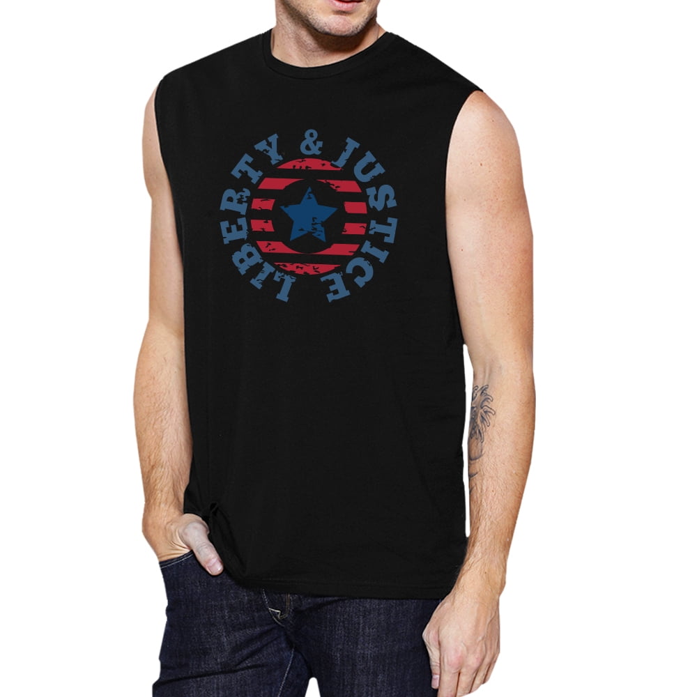 Liberty & Justice Black Cotton Graphic Muscle Tanks Gifts For Men ...