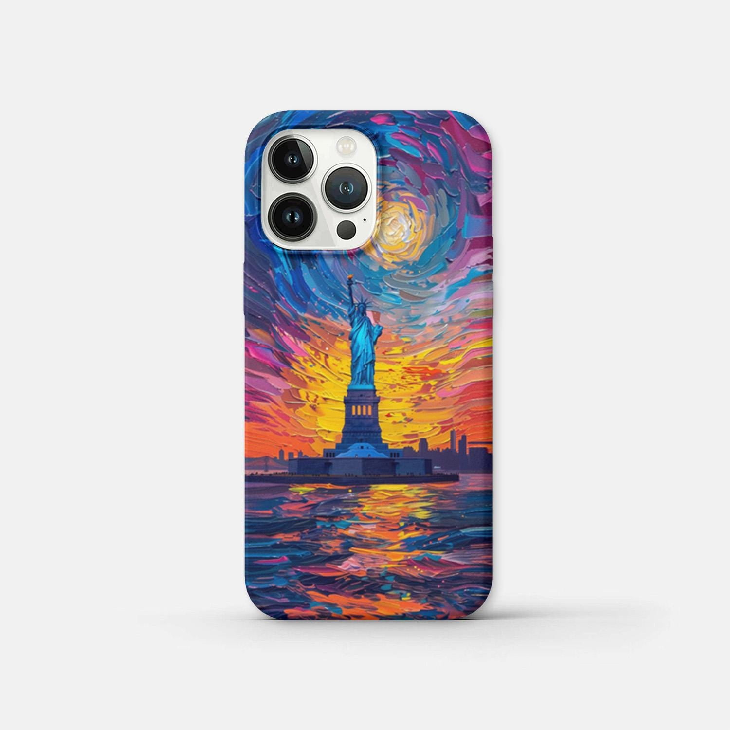 Liberty Landmark Sunset Phone Case with Colorful Swirl Design 17 ...
