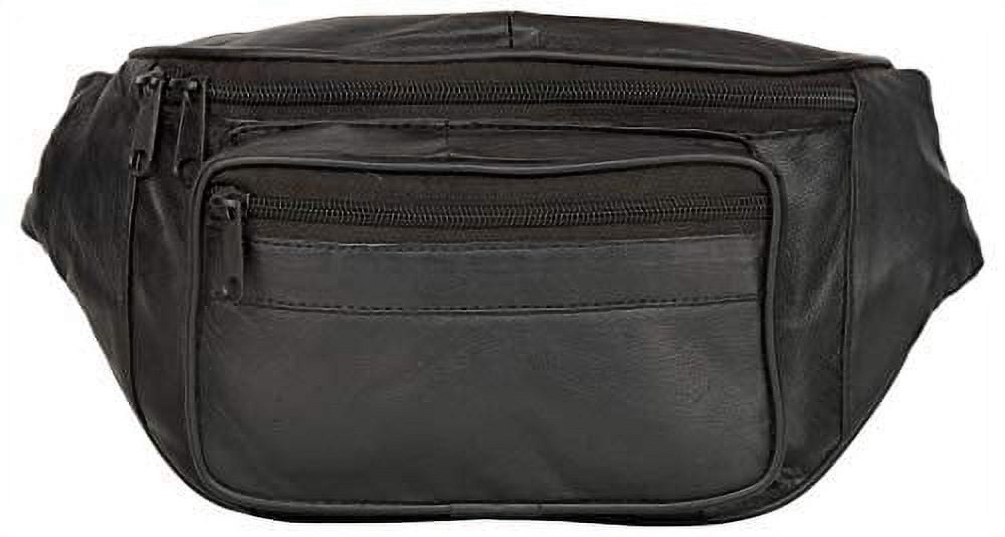 Liberty Leather Sheep Nappa Black Leather Waist Bag | Multi-Pocket ...