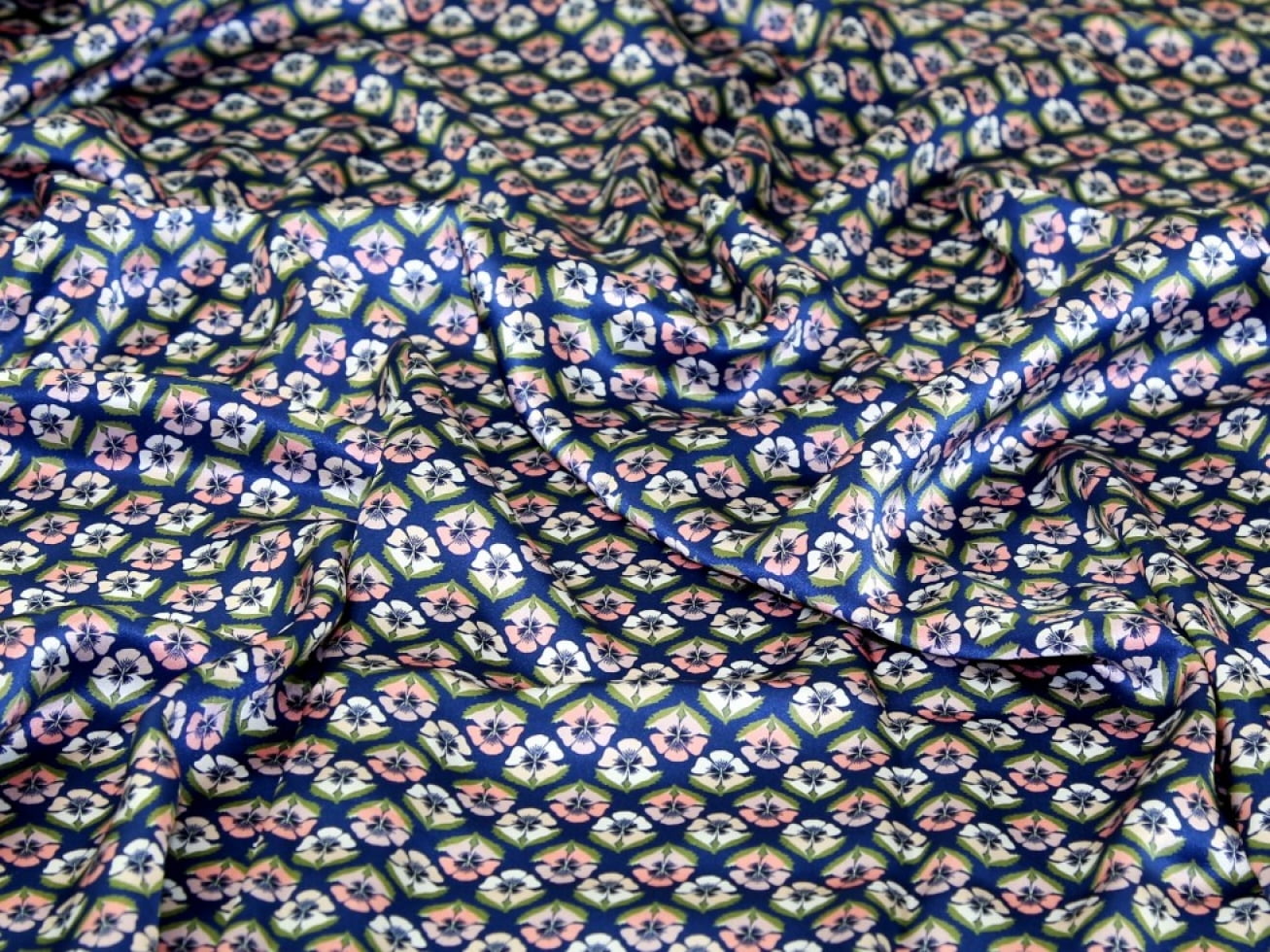 Liberty London Miranda Skye Belgravia Silk Satin Fabric Blue - per yard ...