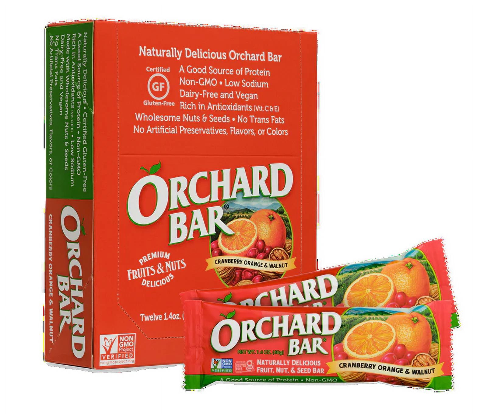 Liberty Orchards Cranberry Orange & Walnut Orchard Bar, 12-Count 1.4 oz ...