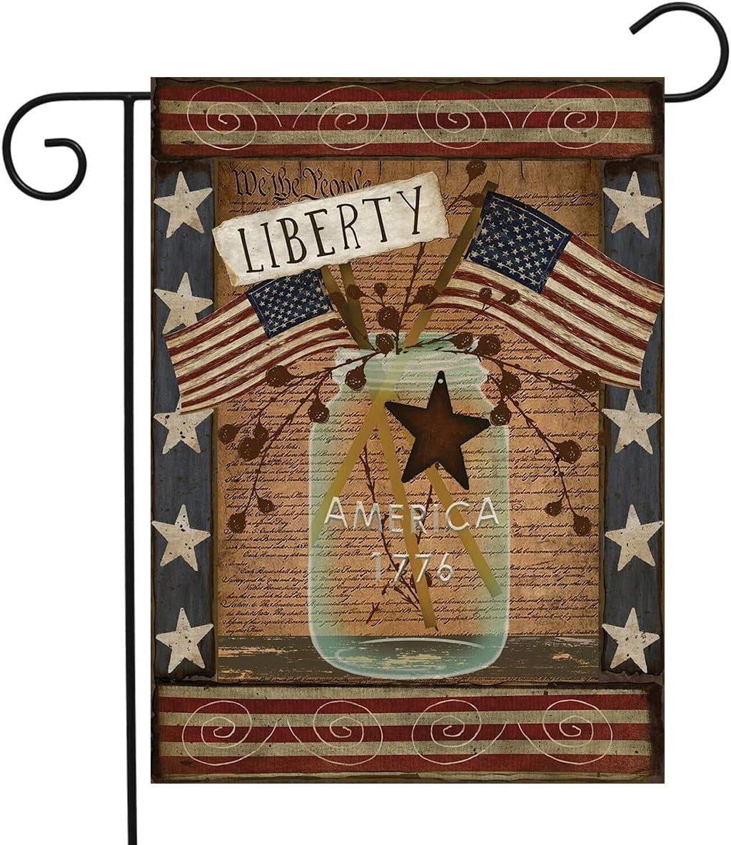 Liberty Primitive Patriotic Garden Flag Declaration of Independence 4th ...