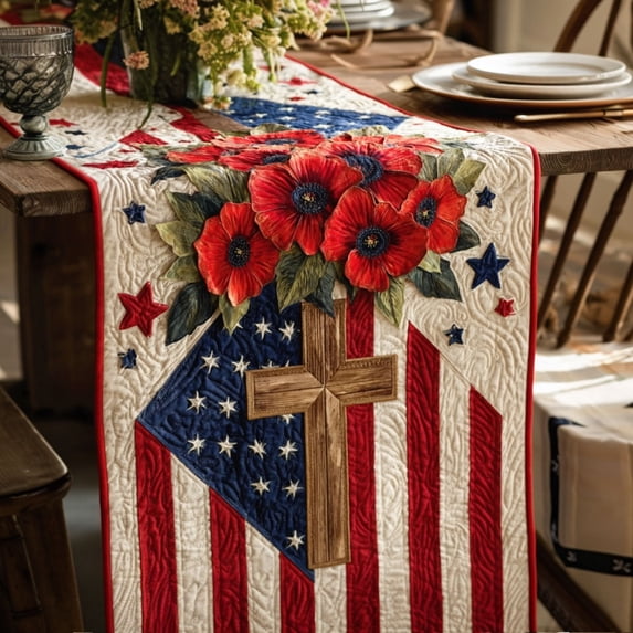 Liberty Table Quilted Table Runner, USA 250th Year Freedom Celebration ...