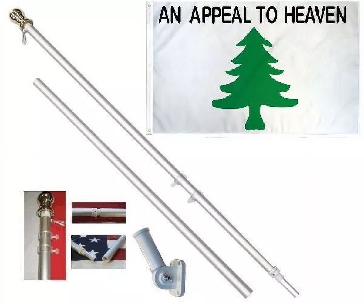 Liberty Tree 3 x 5 FT Flag + 6 Ft Silver Spinning Tangle Free Pole ...