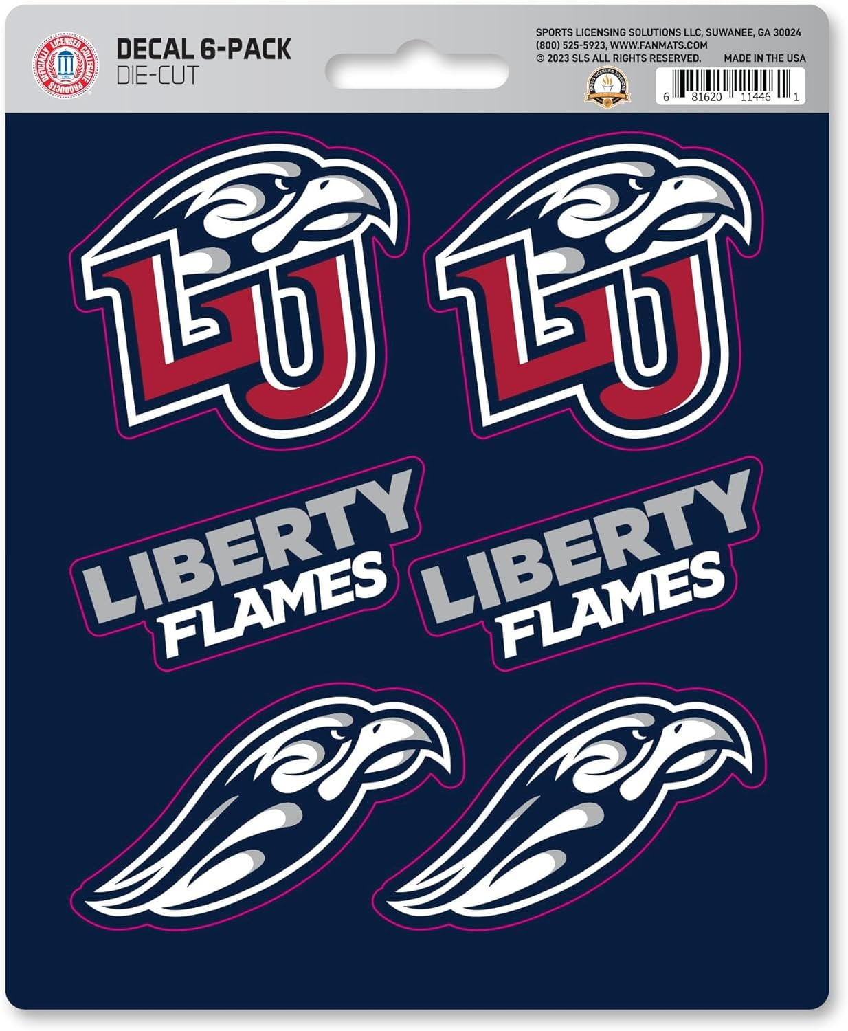 Liberty University Flames 6-Piece Decal Sticker Set, 5x6 Inch Sheet ...
