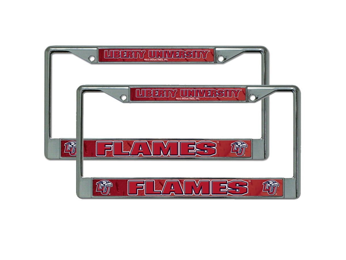 Liberty University Flames Chrome Metal License Plate Frame - Set of 2 ...