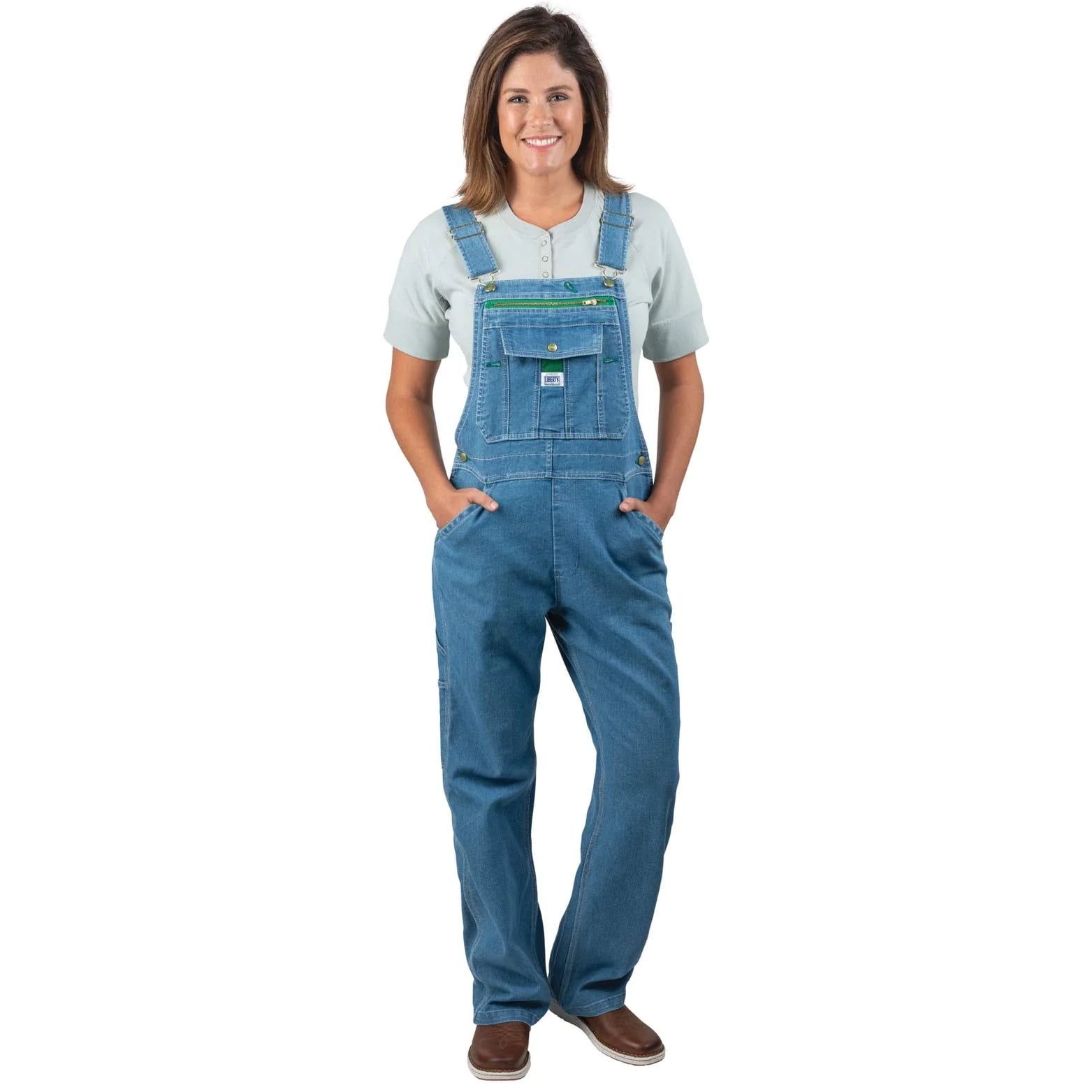 Liberty® Womens Washed Denim Bib Overalls, Light Stone Washed, Extra ...
