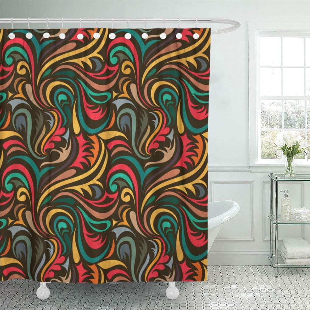 Libin 1960S Retro Abstract Pattern 1970S Swirl Wave 1950S Bright Shower ...