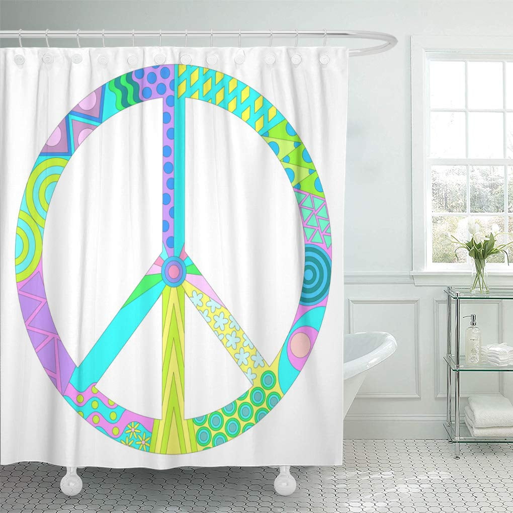 Libin 60S Colorful 1960 Multicolored Pacifik Peace Symbol White Sign ...
