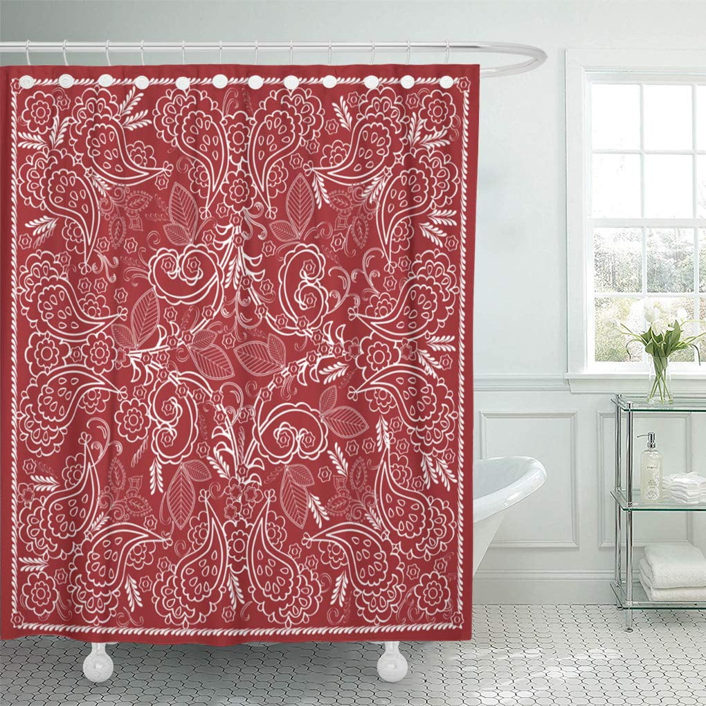 Libin Abstract Red and White Bandana Accessory Bandanna Rag Doodle ...