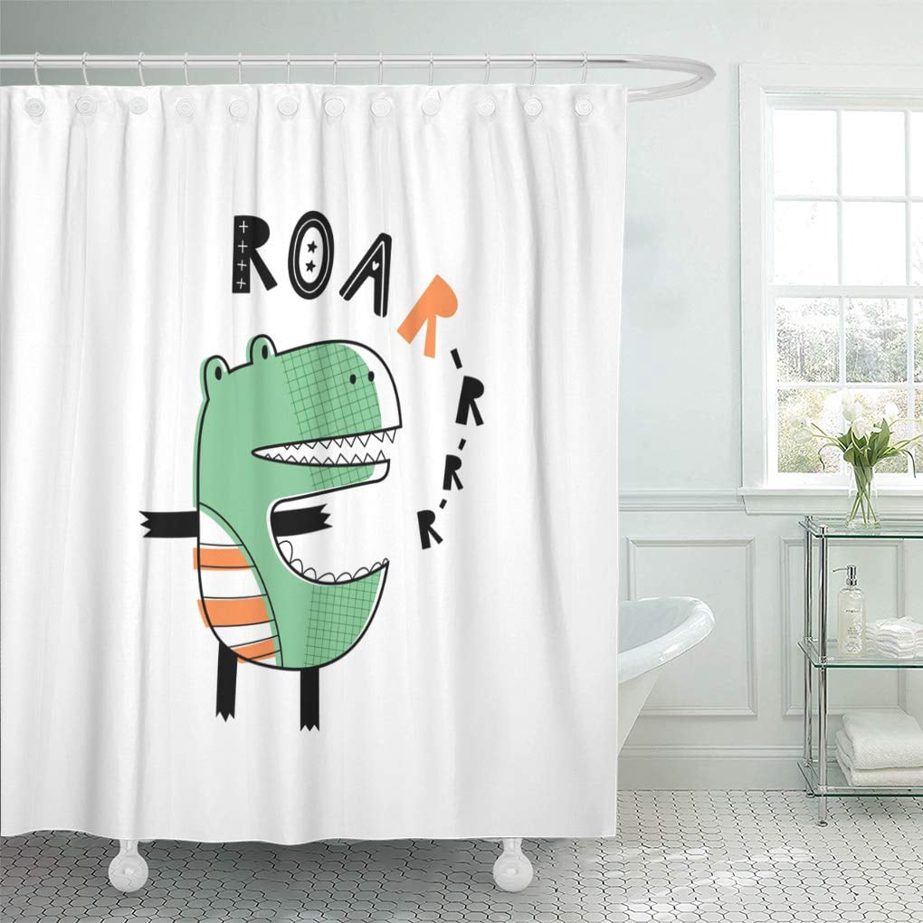 Libin Baby Dino Roar Graphic for Label Page Wear Nursery Shower Curtain ...