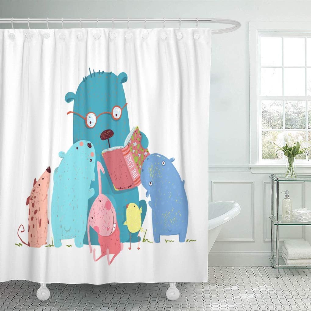 Libin Bear Reading Book for Group of Kids Children Shower Curtain 66x72 ...