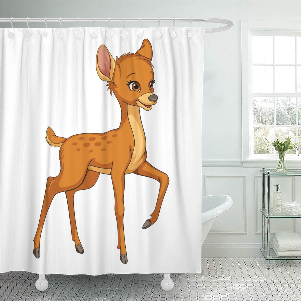 Libin Black Baby Cute Deer Fawn Cartoon White Brown Shower Curtain ...