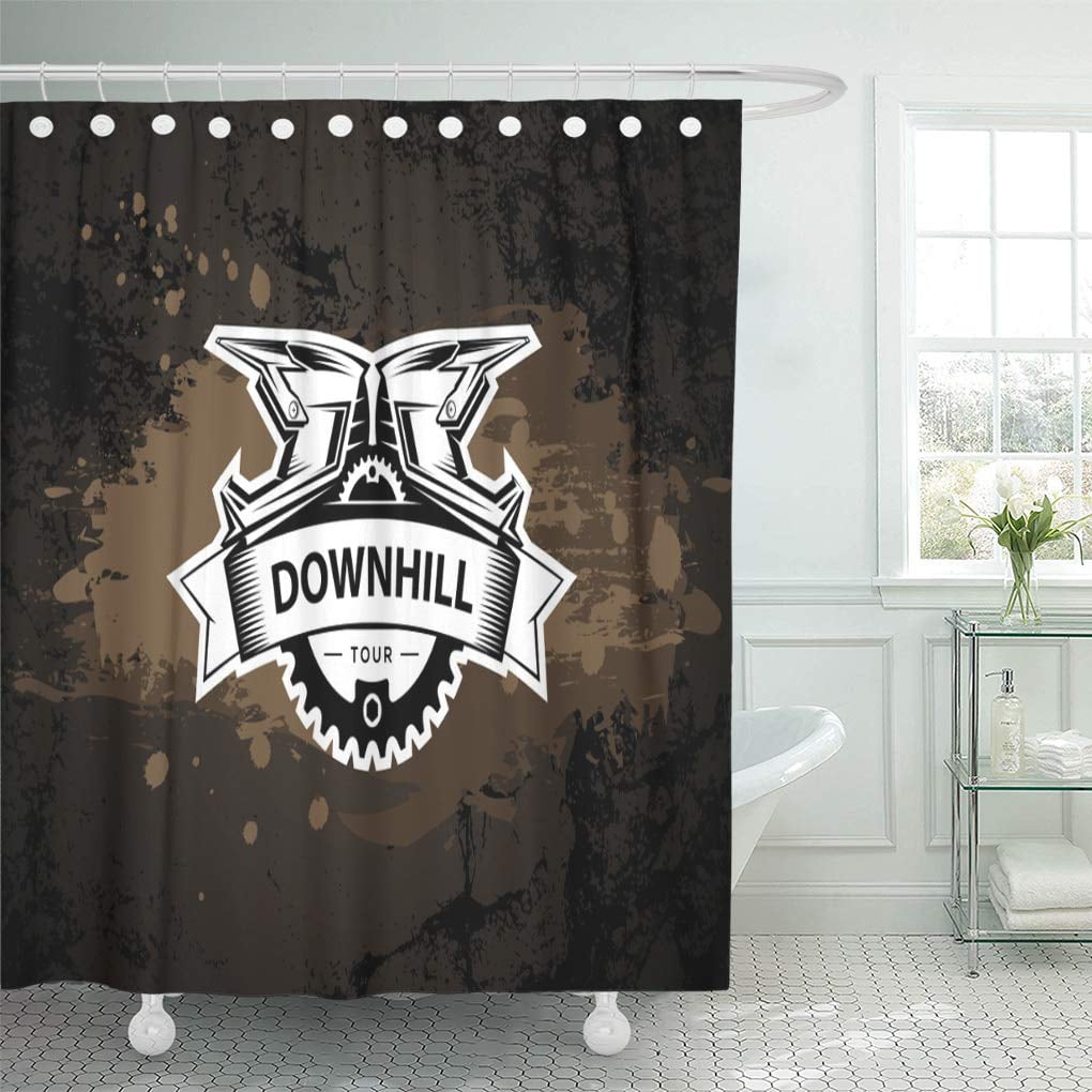 Libin Black Bike Downhill Motocros Label Full Face Helmet Mountain Shower Curtain 60x72 inch ...