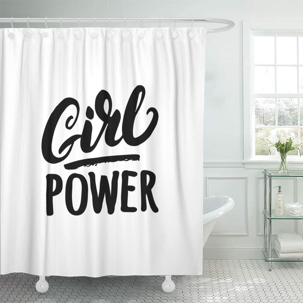 Libin Black Text Girl Power Hand Written Lettering Modern Brush Shower ...
