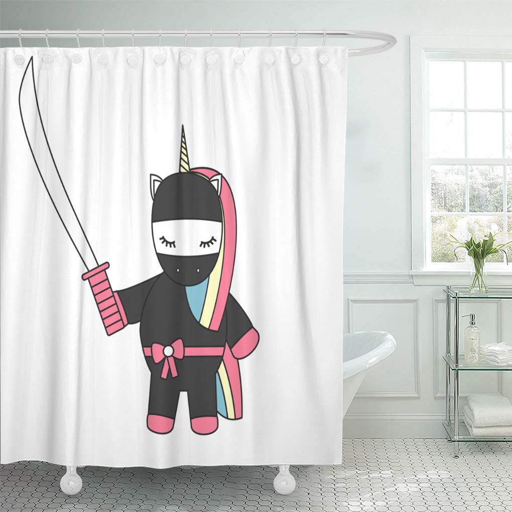 Libin Blue Cute Cartoon Ninja Unicorn Sword Colorful Brave Character ...