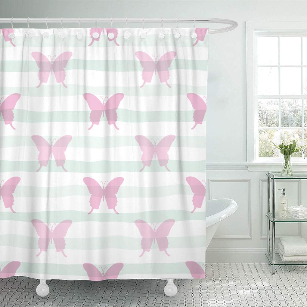 Libin Blue Girly Cute Butterflies on Stripped Pink Baby Beauty Shower ...