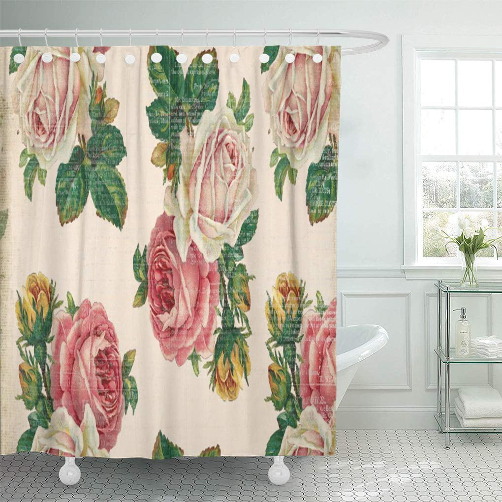 Libin Chic Rustic Shabby Rose Floral Pattern Pink Flowers Cottage ...